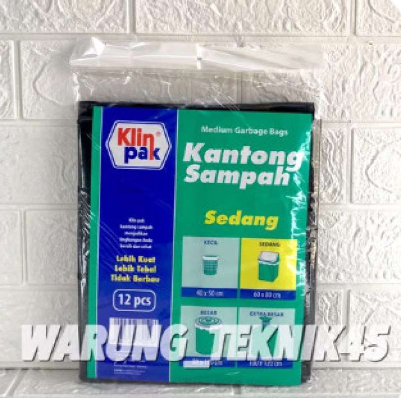 Jual klinpak - klin pak plastik kantong sampah sedang 60 x 80 cm isi 12 ...