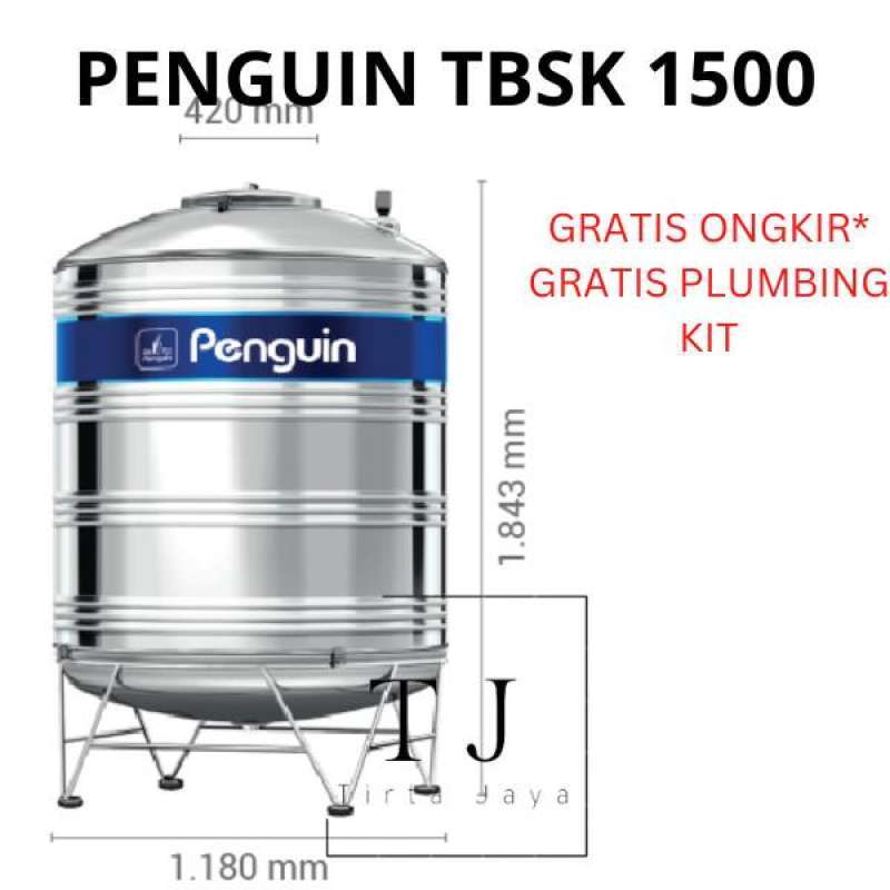 Jual PENGUIN TANDON AIR STAINLESS TBSK 1500 Liter Toren Air Tangki Air ...