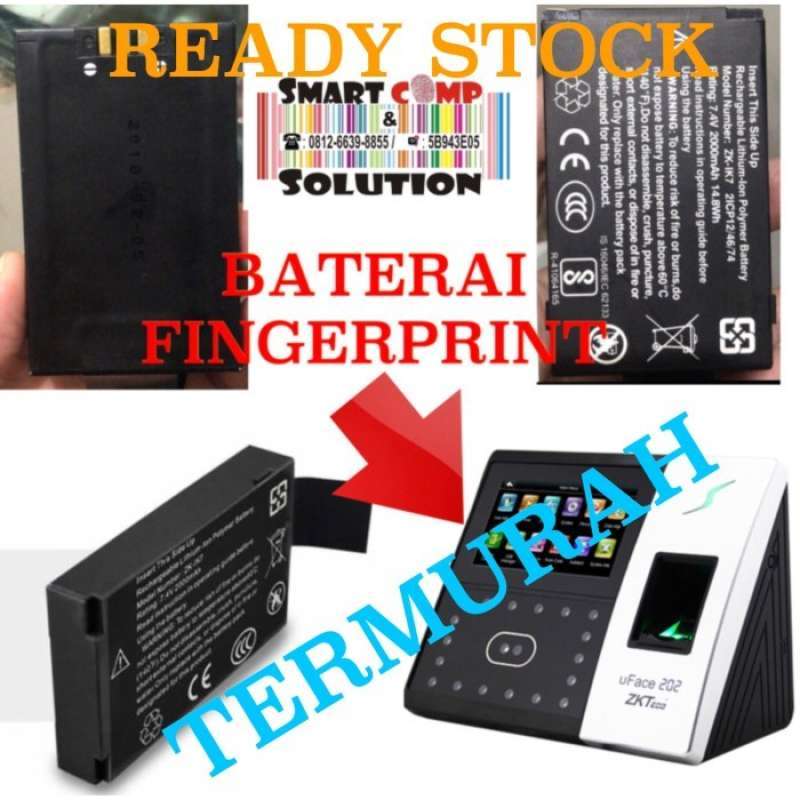 Promo Baterai Fingerprint ZKTeco uFace202 Baterai Mesin Absensi Diskon ...
