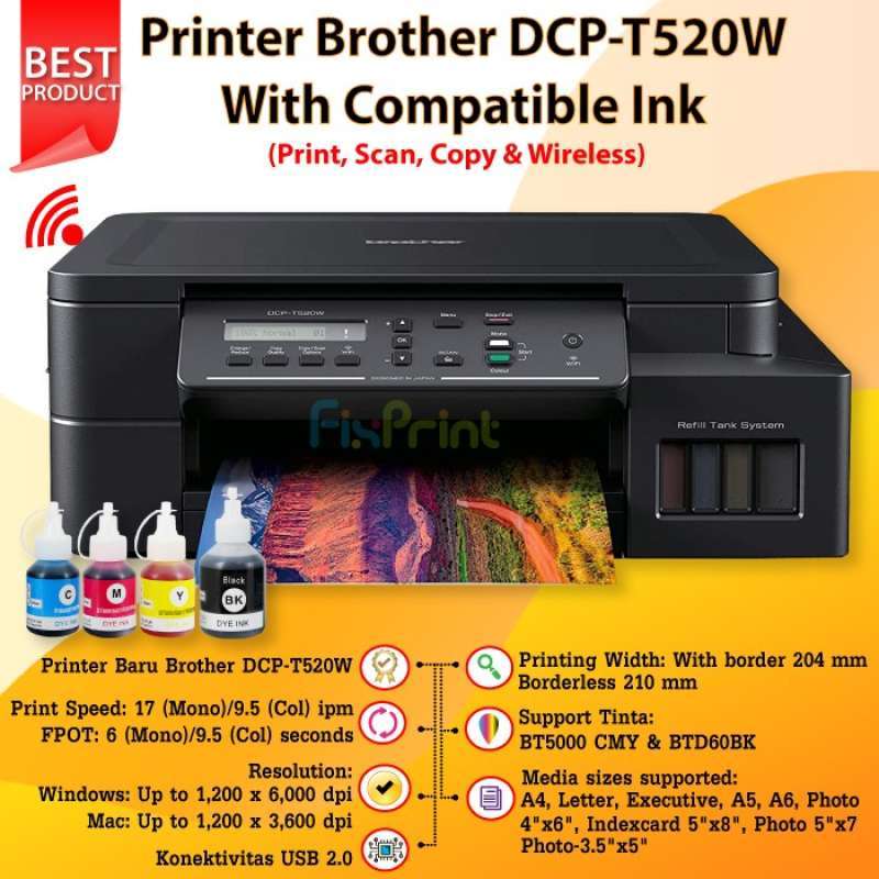 Promo Printer Brother Ink Tank DCP-T520W WiFi Pengganti Seri DCP-T510W ...