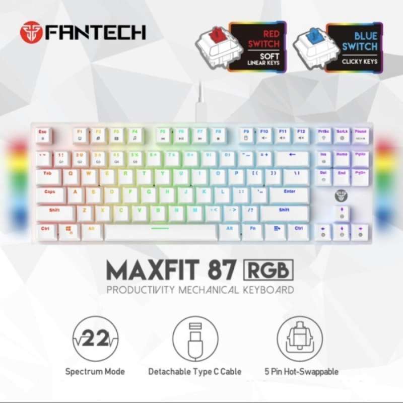Promo fantech maxfit 87 mk856 rgb mechanical gaming keyboard hot ...