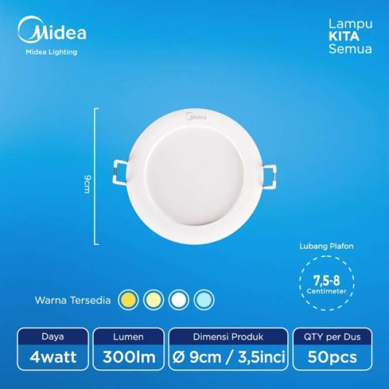 Promo Midea Bundle Lampu Led Downlight Inbow 04 Watt 6500k Putih - Isi 5 Pcs Diskon 42% Di ...