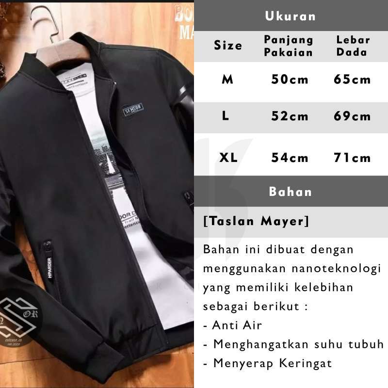 Promo Jaket Bomber Simple Original Sensor Waterproof - Hitam XL Diskon ...