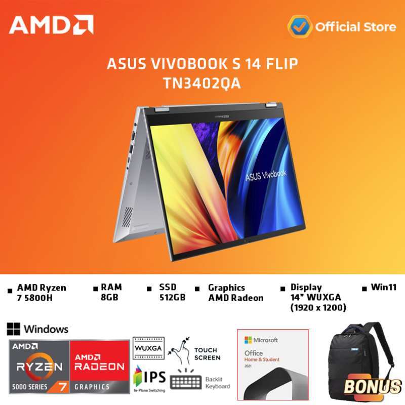 Promo ASUS VIVOBOOK S 14 FLIP TN3402QA | RYZEN 7 5800H 8GB 512SSD VEGA ...