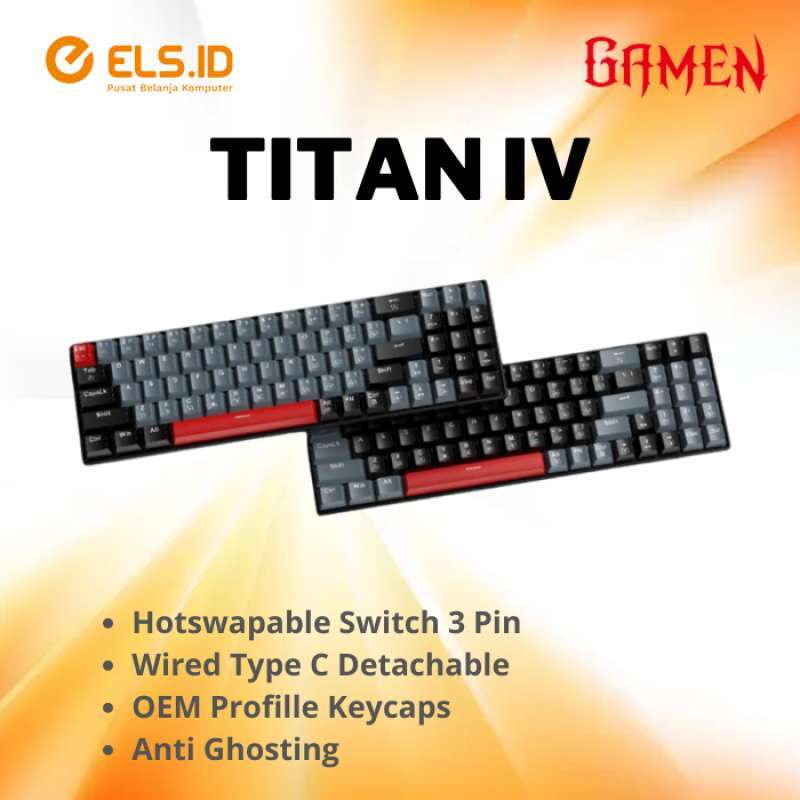 Jual Gamen Titan IV Mechanical Keyboard RGB 78% Layout - BLACK GREY di ...