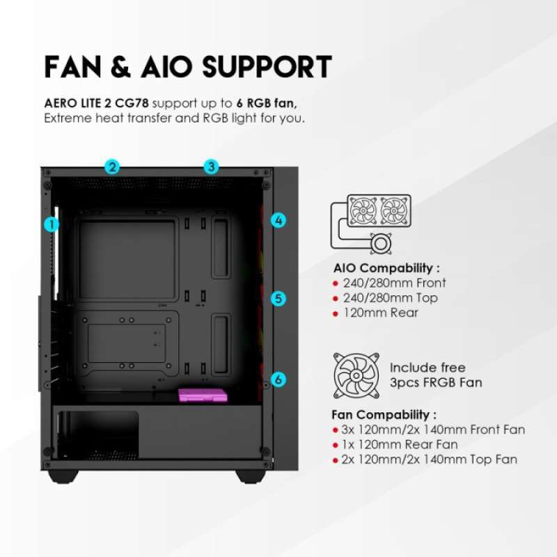 Jual Casing Fantech Aero Cg78 Aero Lite 2 Pc Case Gaming Atx - Free 3 ...