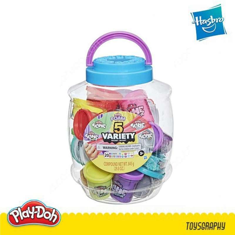 Promo Playdoh 5 Variety Bucket Jumbo Isi 20 Can Slime, Foam, Sand, Fluffy Diskon 9% di Seller ...
