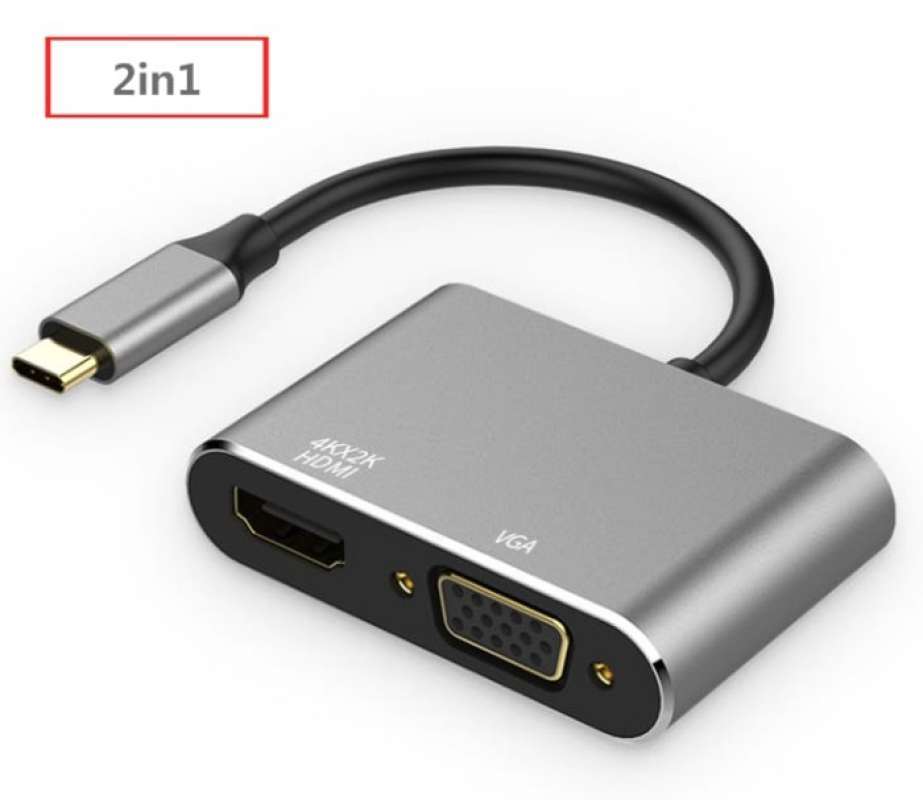 Promo Converter Usb Type C 2in1 To Hdmi Dan Vga Adapter Diskon 23 Di