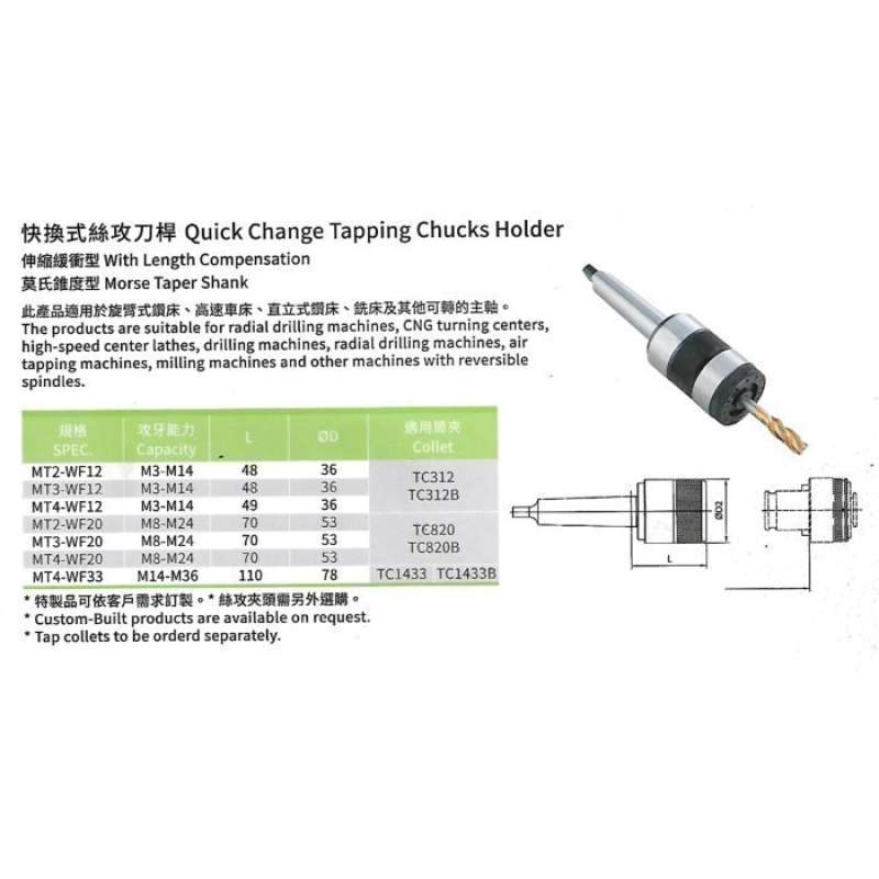 Promo Arbor Tapping Mt4-wf20 Quick Change Tapping Chuck Holder Taiwan ...