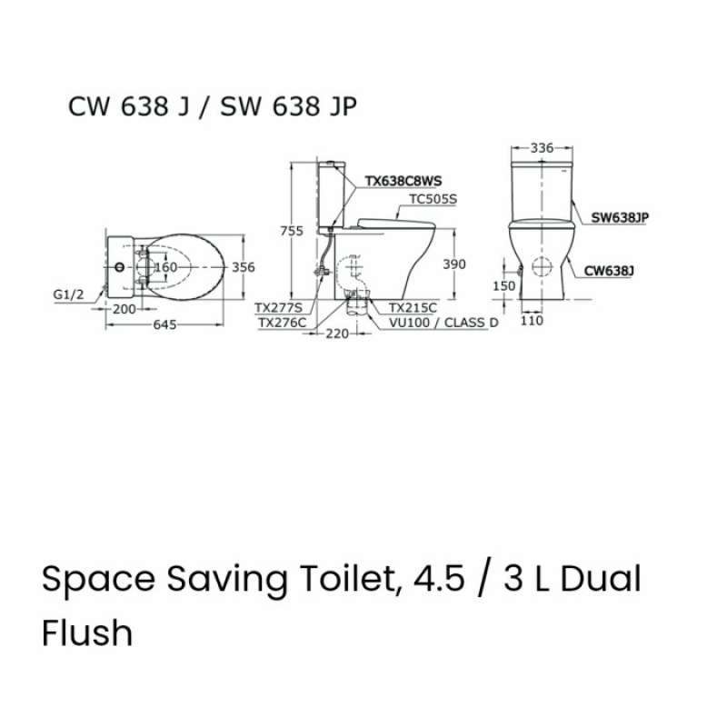 Jual Closed Duduk Toto Cw638 J /toilet Duduk Toto Cw 638 J As 22 Cm Di ...