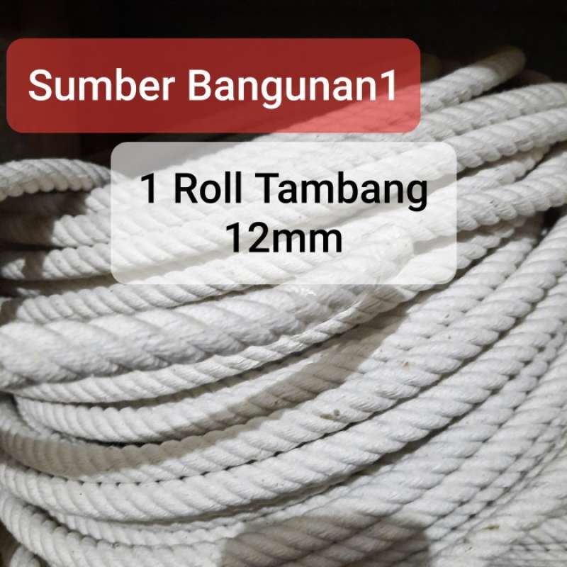 Jual Tambang 12mm Kain Putih 1 Roll Sumbu Tali Bangunan Safety Timbah ...