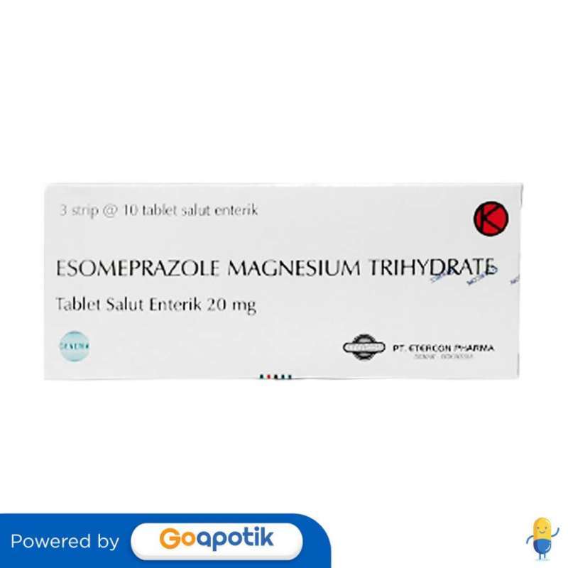 Jual ESOMEPRAZOLE MAGNESIUM TRYHYDRATE ETERCON 20 MG BOX 30 TABLET di Seller Apotek Mataram ...