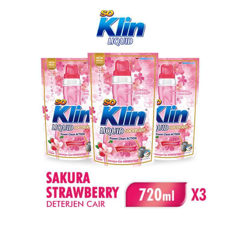 Jual Soklin Deterjen Cair Sakura Strawberry 720 Ml X 3 Pcs di Seller Mom & Kid - Cikoko, Kota ...