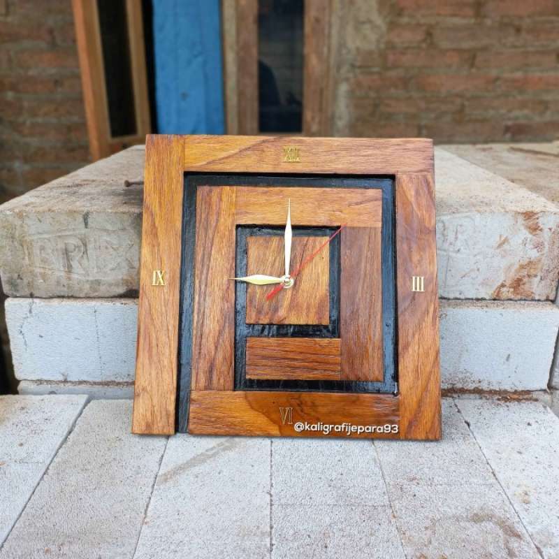 Promo Jam Dinding Aesthetic Kayu Jati, Model Rustic Angka Akrilik Mewah ...
