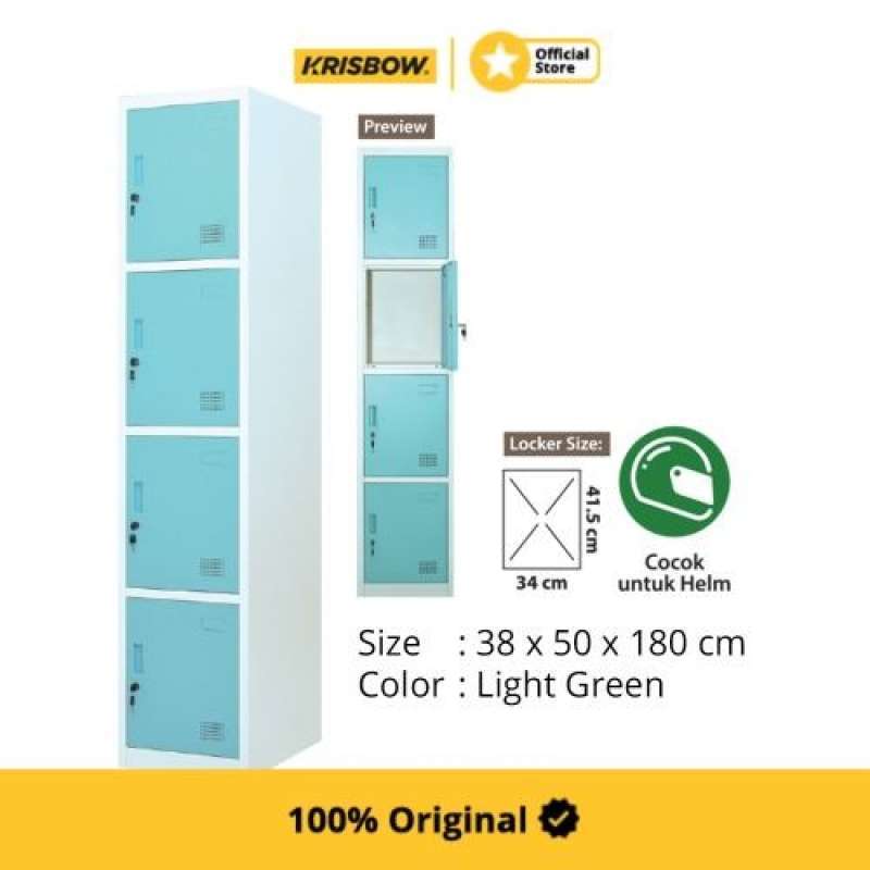 Promo Krisbow Loker 4 Pintu Single Column Locker - Hijau Muda Diskon 15 ...