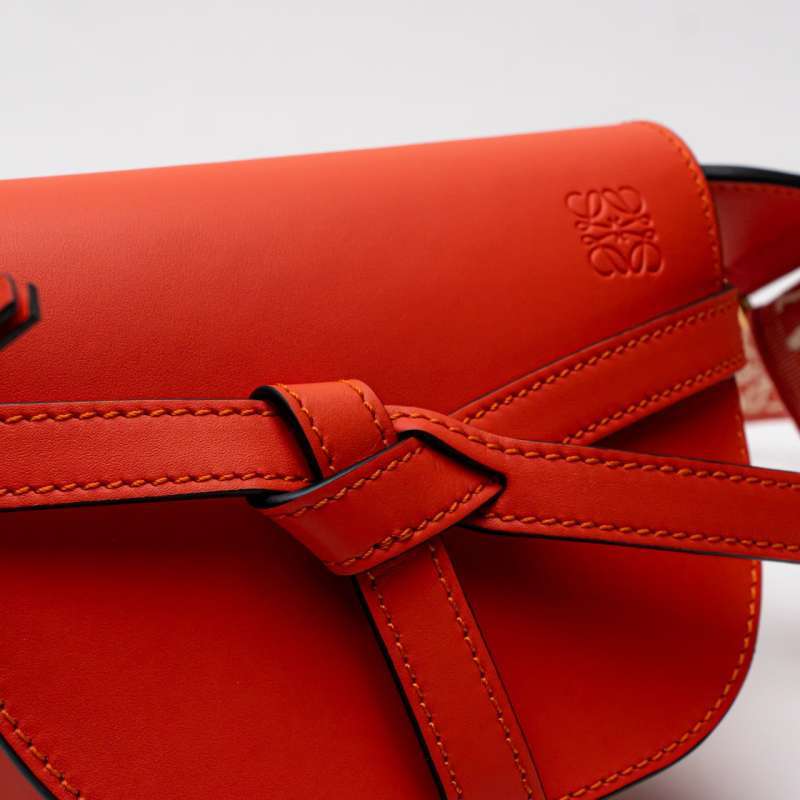 Jual Loewe Mini Gate Dual Bag In Soft Calfskin Jacquard Sunrise Orange ...