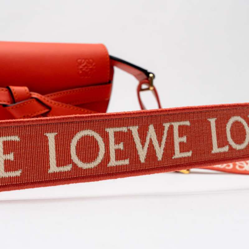 Jual Loewe Mini Gate Dual Bag In Soft Calfskin Jacquard Sunrise Orange ...