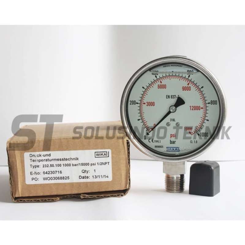 Jual Wika Pressure Gauge Tipe 232.50.100 Range 1000 Bar / 15000 Psi Di ...