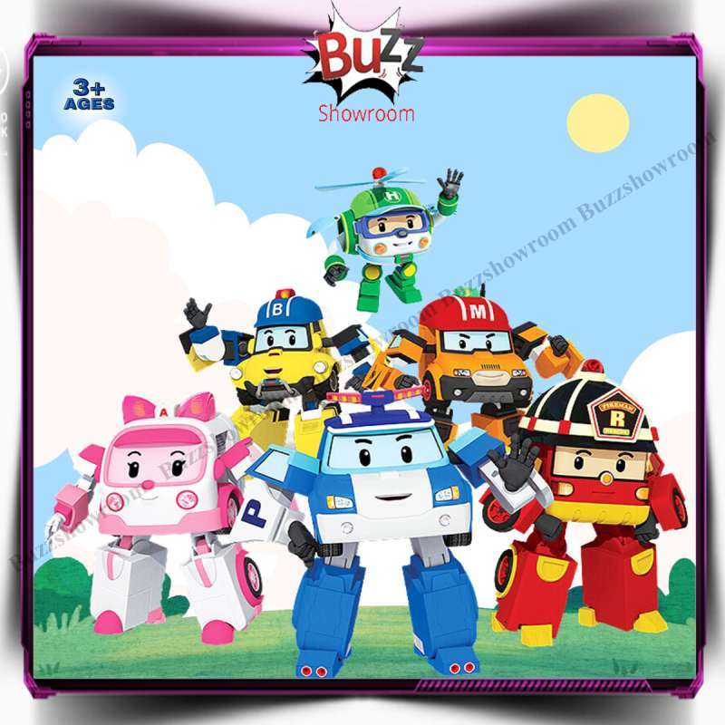 Jual Robocar Poli Transform Mainan Anak Figure Robot Amber Roy Heli ...