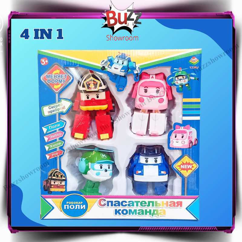 Jual Robocar Poli Transform Mainan Anak Figure Robot Amber Roy Heli ...