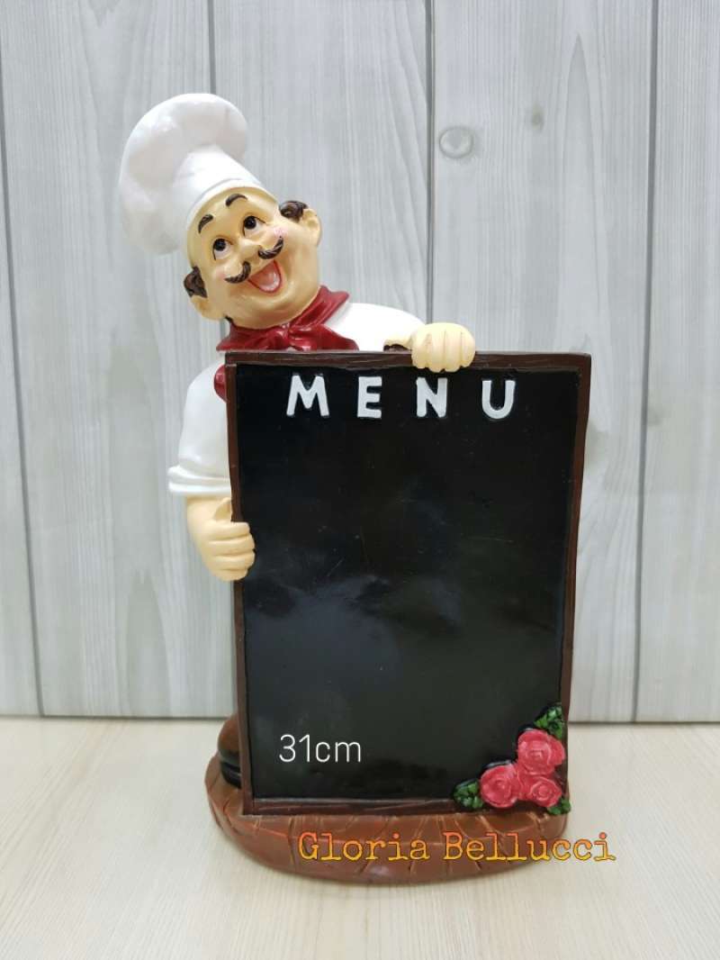 Jual Patung Pajangan Koki Menu Papan Chef / Bar Cafe Bakery di Seller ...