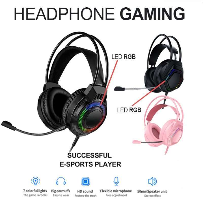 Jual Headset Gaming Led+Microphone Led Gaming Headphone Gamer For ...