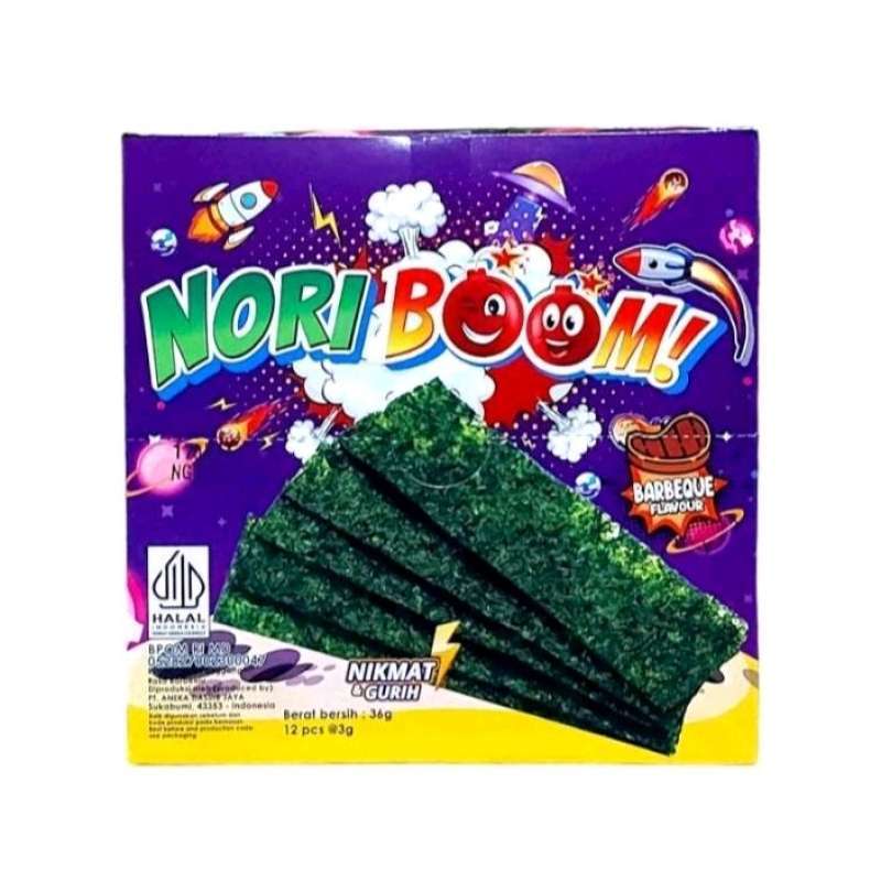 Promo Nori Boom Rumput Laut Panggang Rasa BBQ [1 Box/12 Pcs] Diskon 8% ...