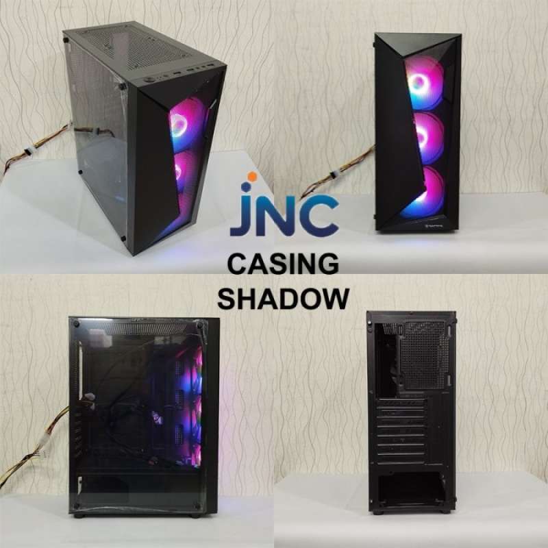 Promo Power Up Casing Raptor Shadow Mid Tower + 3 Fan Case Rgb Tempered ...
