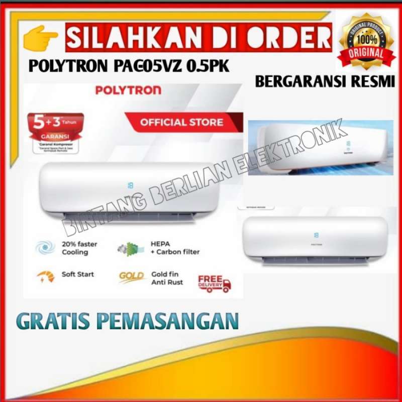 Jual ac split POLYTRON PAC-05VZ 0.5PK NEW NUEVA PRO+pasang+instalasi ...