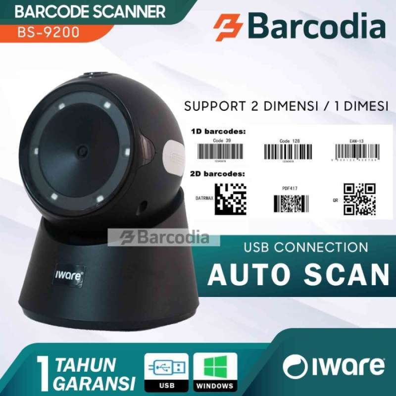 Promo Omni Directional 2D Iware IW-9200 Laser Barcode Scanner Duduk USB ...