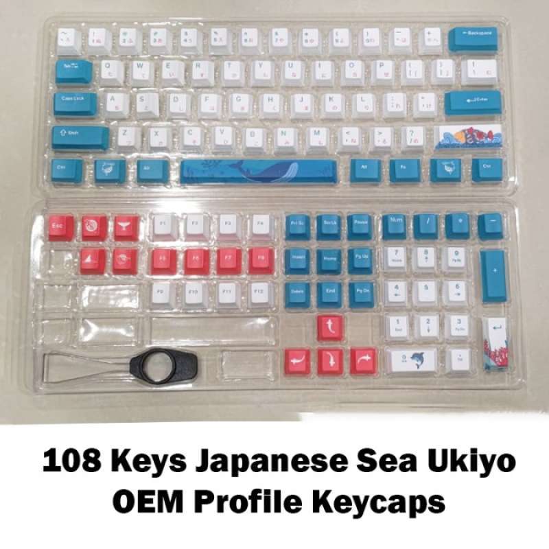 Jual PBT Dye Sub Ukiyo Japanese/Japan Sea 108 Keycaps/Key Caps OEM ...