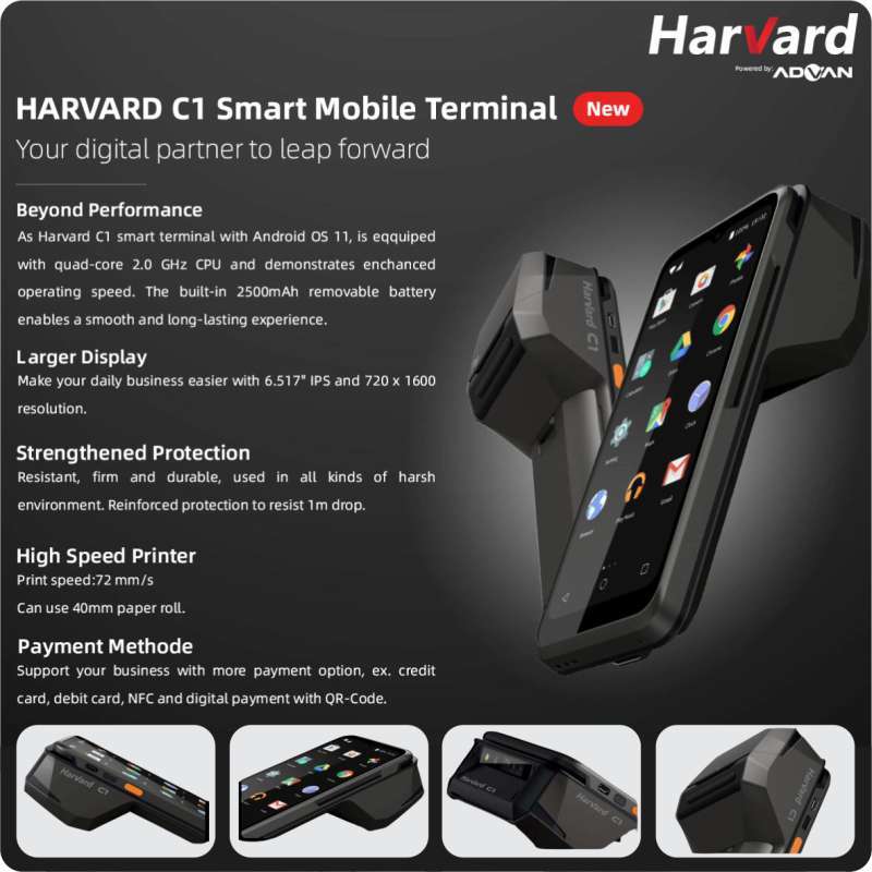 Jual Advan Harvard C1 Edc Smart Mobile Terminal Plus 58mm Thermal Print ...