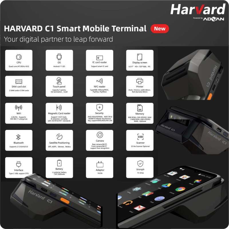 Jual Advan Harvard C1 Edc Smart Mobile Terminal Plus 58mm Thermal Print ...