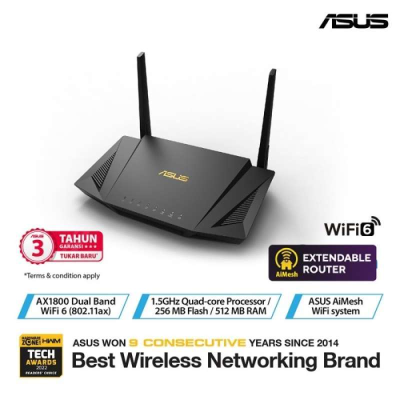 Promo Asus Rt-ax56u Dual Band Wifi 6 Ax1800 Wireless Router With Aimesh ...