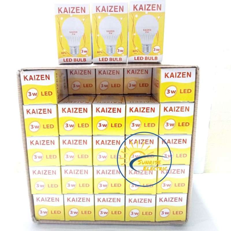 Promo Kaizen Lampu Bohlam Led 3 Watt Cahaya Putih ( Paket 1 Dus Isi 50 ...