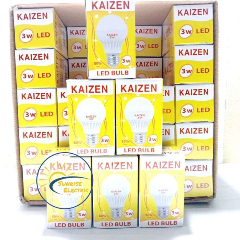 Promo Kaizen Lampu Bohlam Led 3 Watt Cahaya Putih ( Paket 1 Dus Isi 50 ...