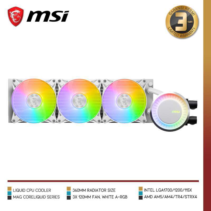 Jual MSI MAG CORELIQUID E360 | Liquid CPU Cooler 360 mm - Putih di Seller Nano Komputer - Nano ...