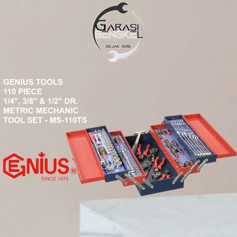 Promo Genius Tools 110 Pcs Mechanic Tool Set Ms-110ts Diskon 23% Di ...