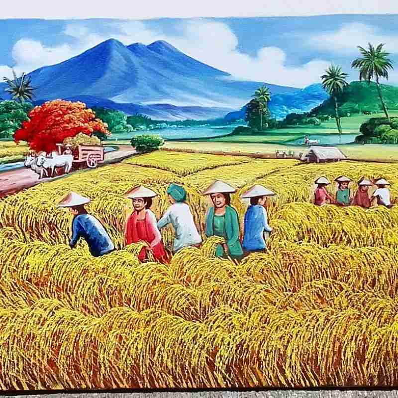 Promo Lukisan Panen Raya Dengan Nuansa Cerah Di Siang Hari Diskon 5% Di ...