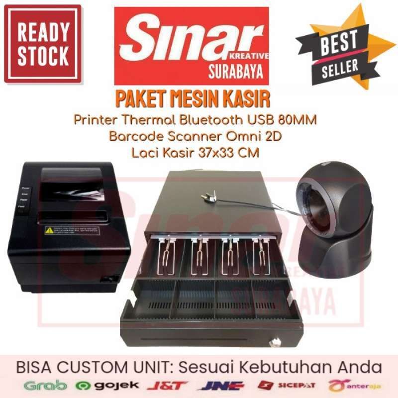 Promo Printer Thermal Bluetooth 80mm + Laci Kasir 37 Cm + Barcode ...