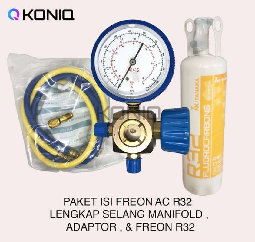 Promo Paket Isi Freon R32 Lengkap Selang Manifold , Adaptor , Freon R32 ...