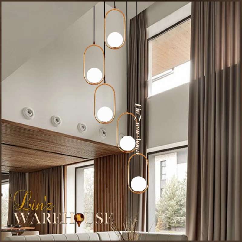 Promo Lampu Gantung Void Modern Minimalis Oval Gold 5 Arms Pendant Light Diskon 23% Di Seller Pt ...