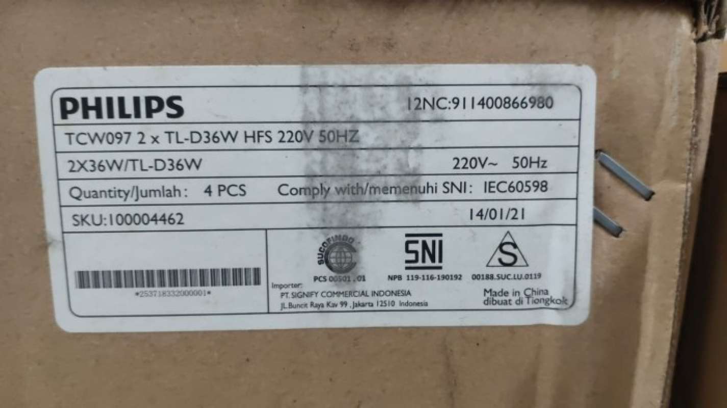 Promo PHILIPS TCW097 2xTL D36W HFS 220V 50Hz IP65 Waterproof Diskon 23% ...