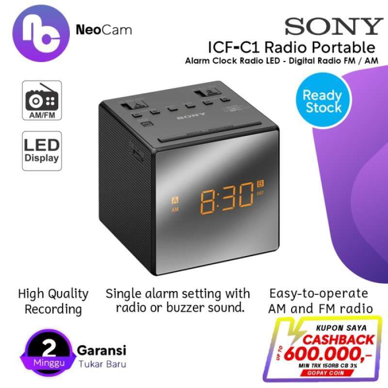 Promo Icf-c1 Desktop Alarm Clock Radio Am/fm Digital Portable Diskon 23% Di Seller Pt. Wakasa ...