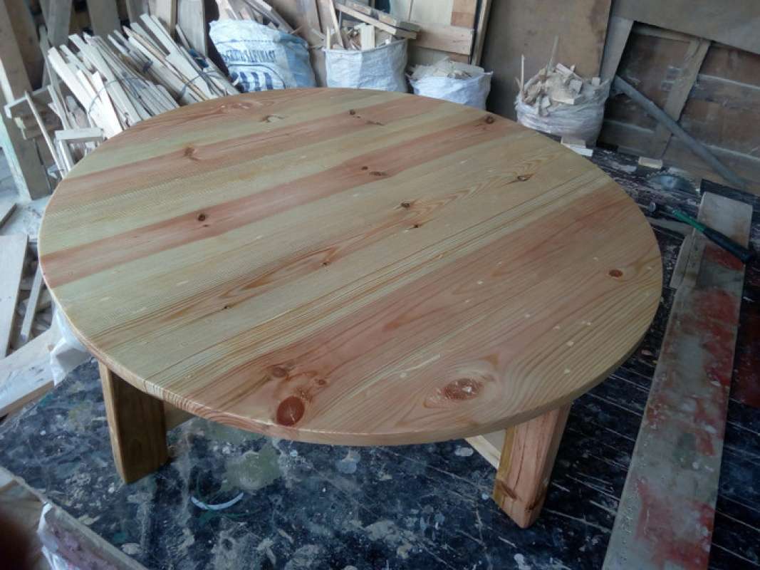 Promo Meja Bulat Kayu Jati Belanda Dengan Diameter 80cm Tinggi 30cm ...