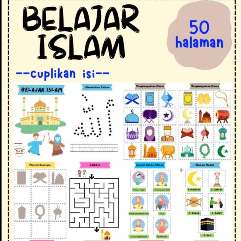 Jual 100 Hal Worksheet Anak Islami Belajar Agama Islam Muslim Buku Tk ...