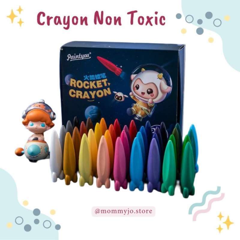 Jual Crayon Non Toxic Bentuk Rocket/alat Mewarnai Anak Di Seller Super ...