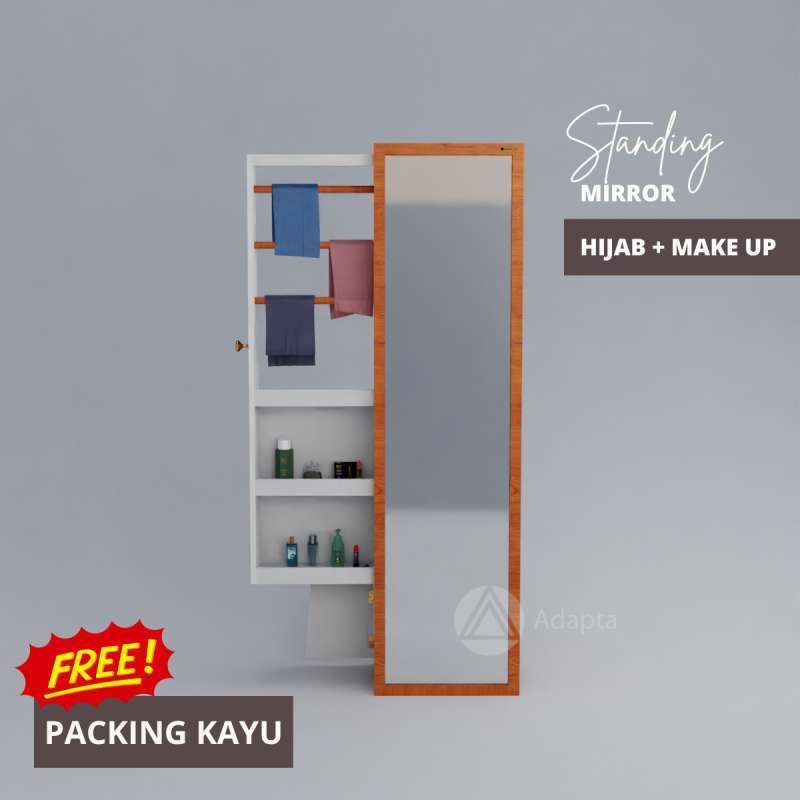 Promo Adapta Kaca Lemari Hijab Make Up Standing Mirror Full Body Warna ...