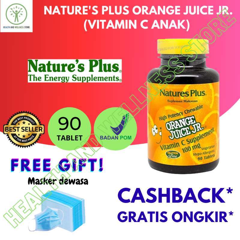 Jual NATURES PLUS ORANGE JUICE JUNIOR 90 TABLET SUPLEMEN VITAMIN C ANAK ...