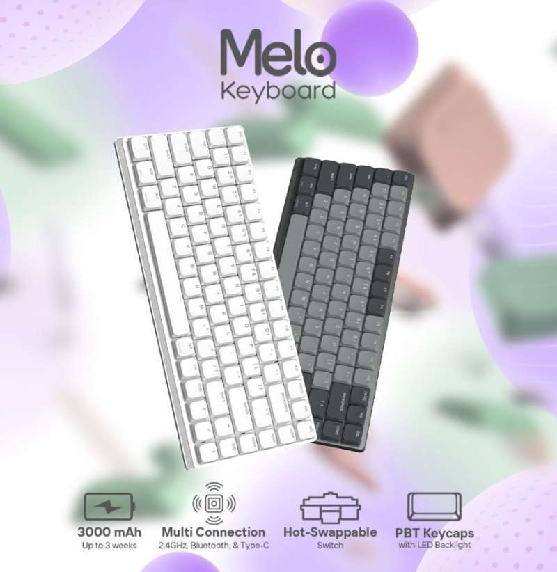 Jual Noir Neo Melo Keyboard Low Profile Wireless 75% Mechanical Hotswap ...